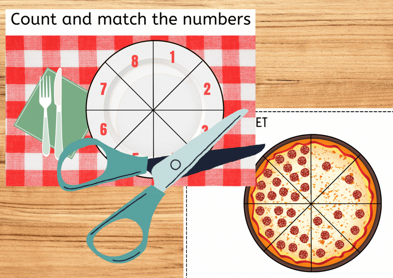 Pizza Count to 8 - Ezpzlearn.com