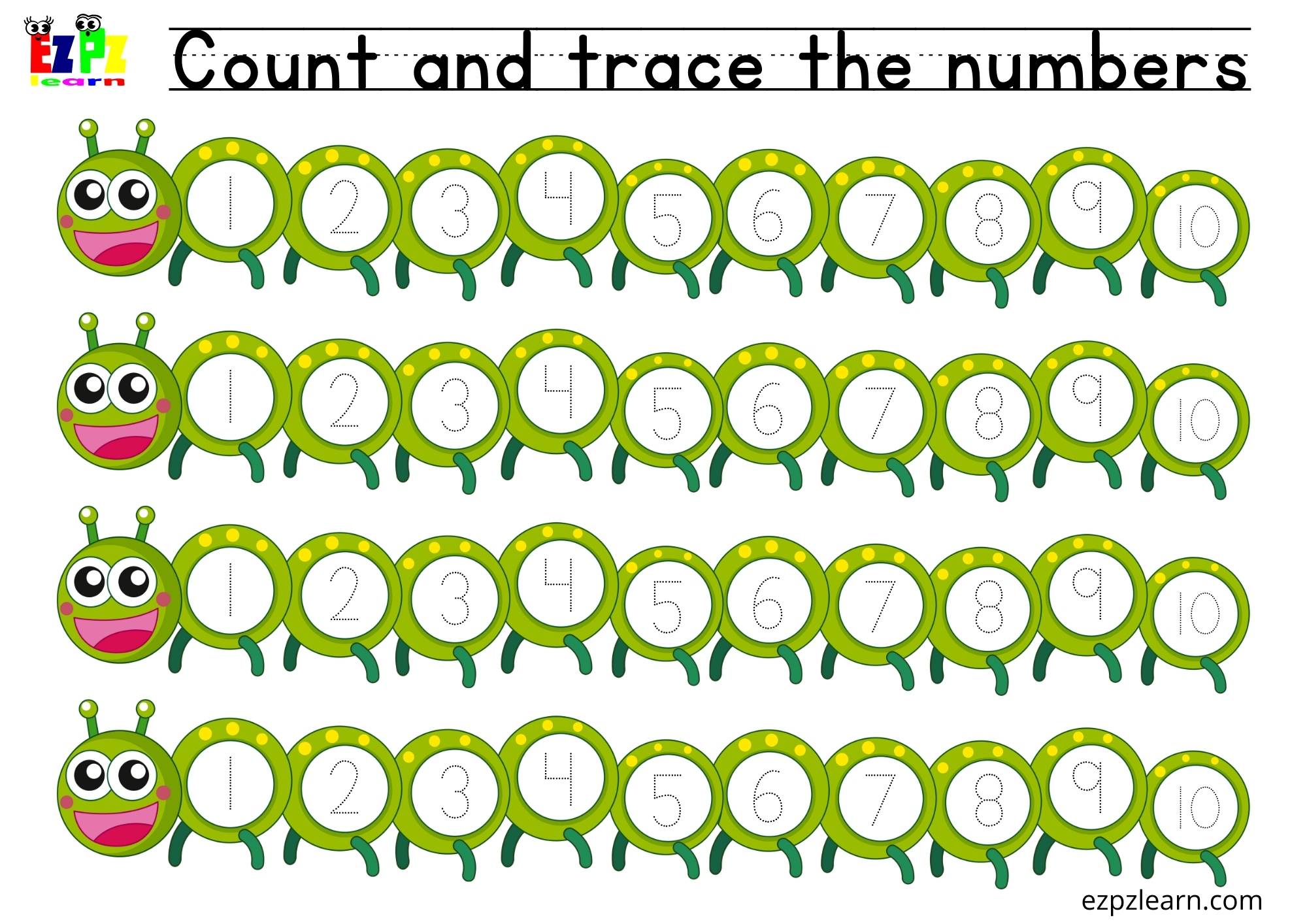 Count and trace the numbers - Ezpzlearn.com