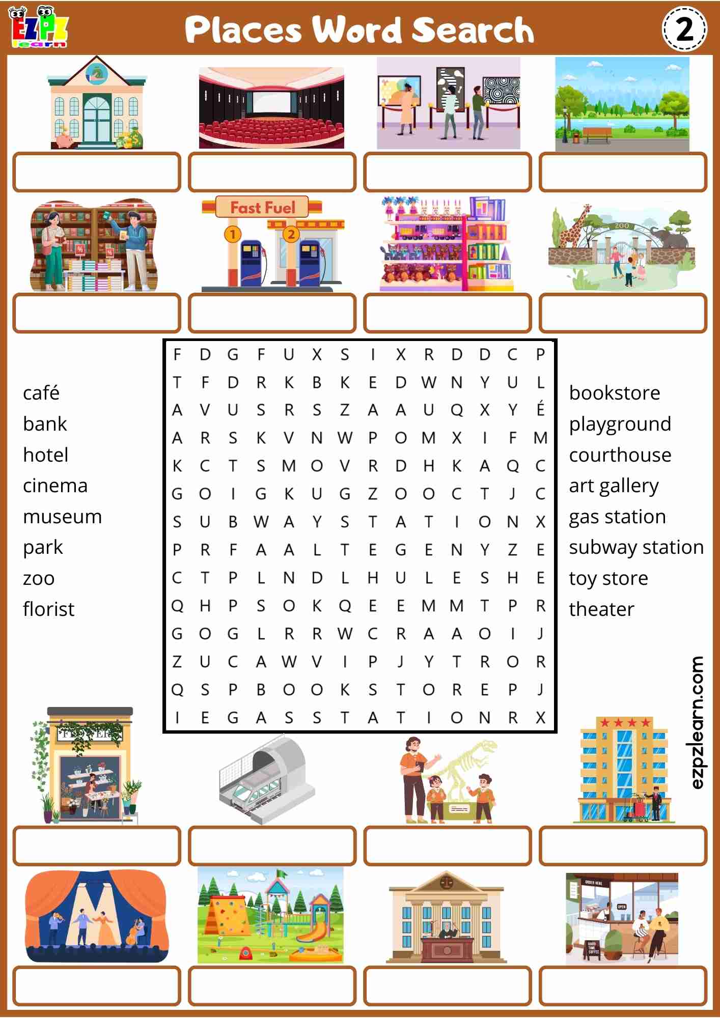 Places in the City Word Search – Fun Vocabulary Activity for Kids Free ...