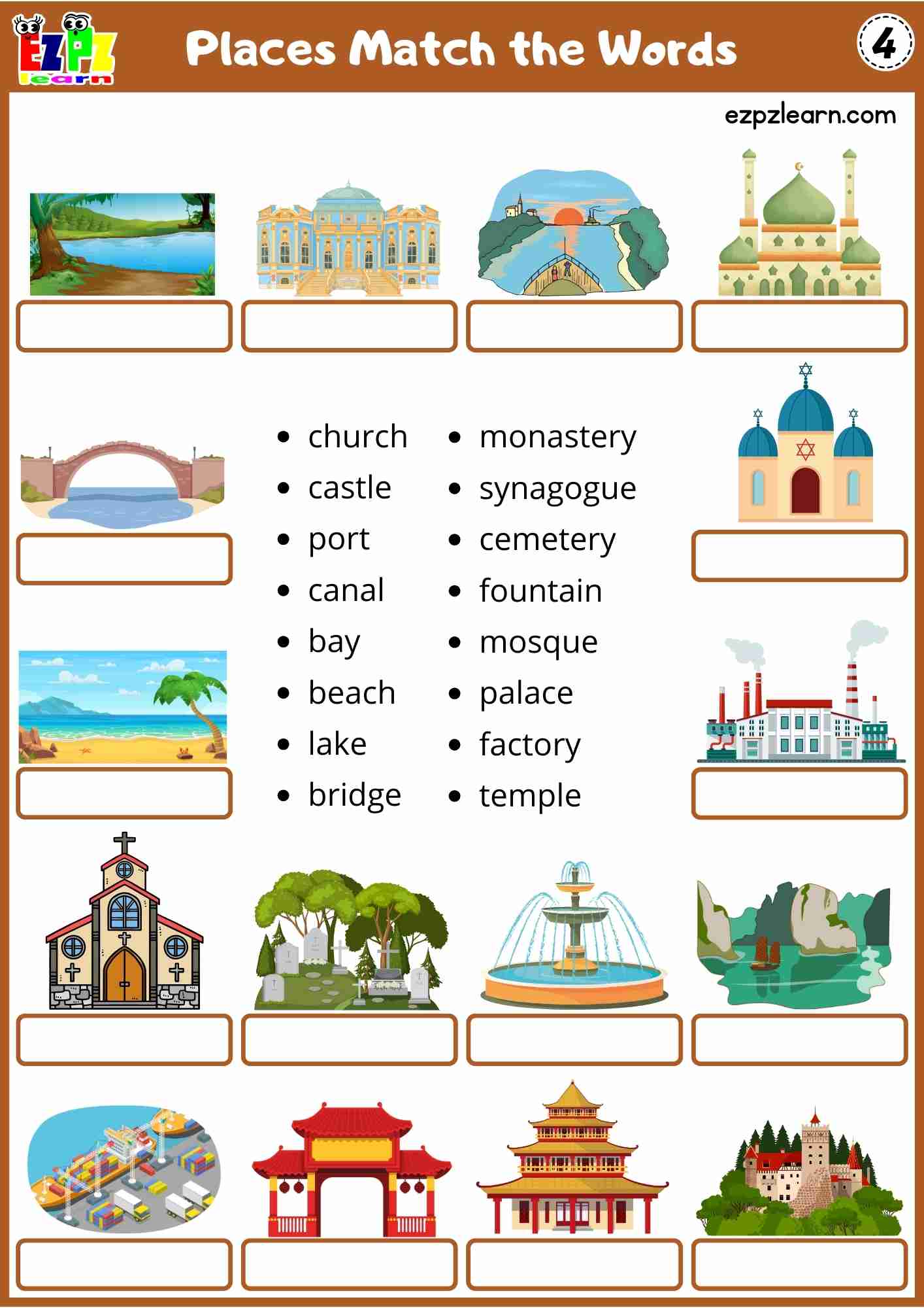 Places in the City – Write the Correct Word Under the Picture Free PDF ...