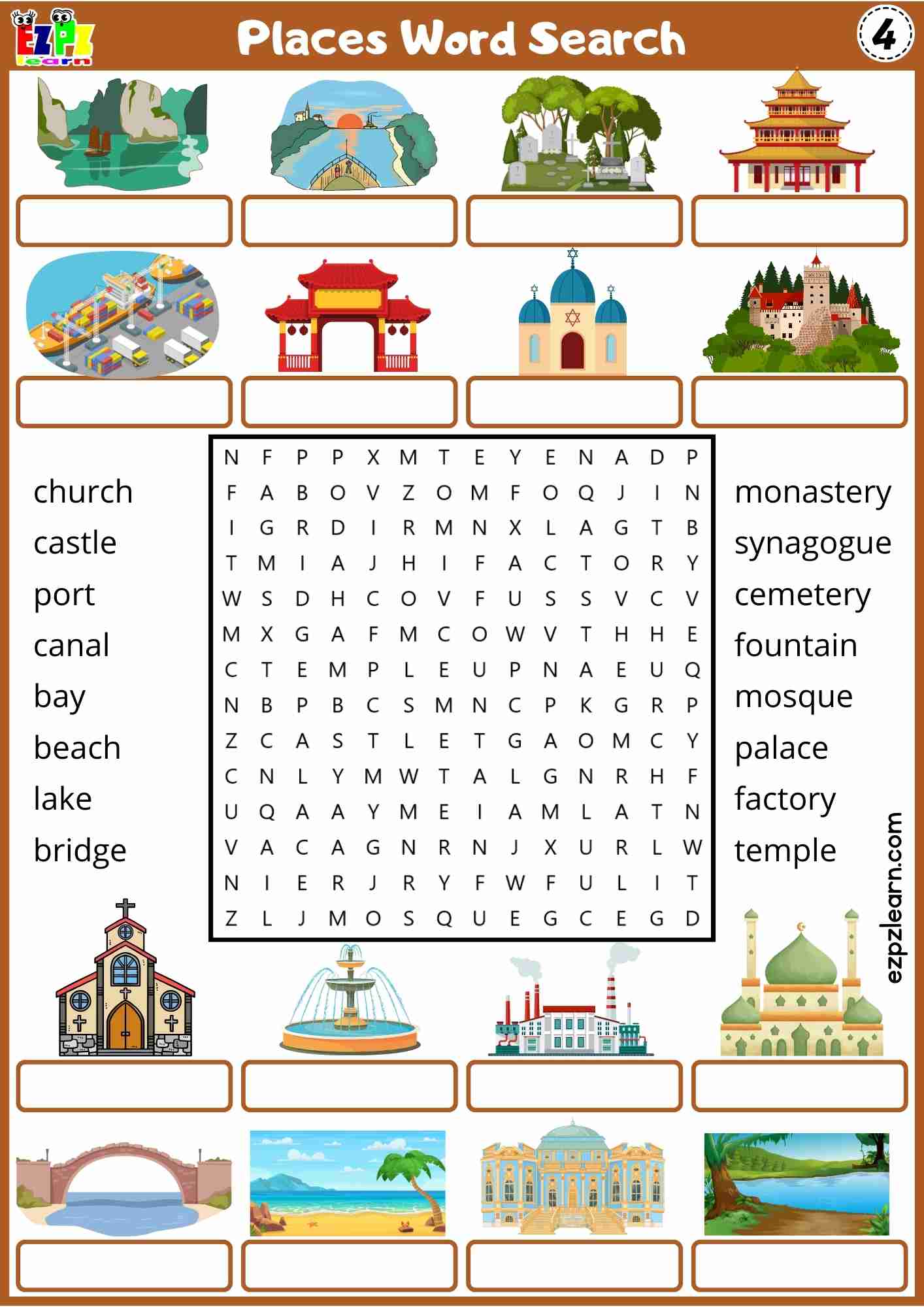 Places in the City Word Search – Fun Vocabulary Activity for Kids Free ...