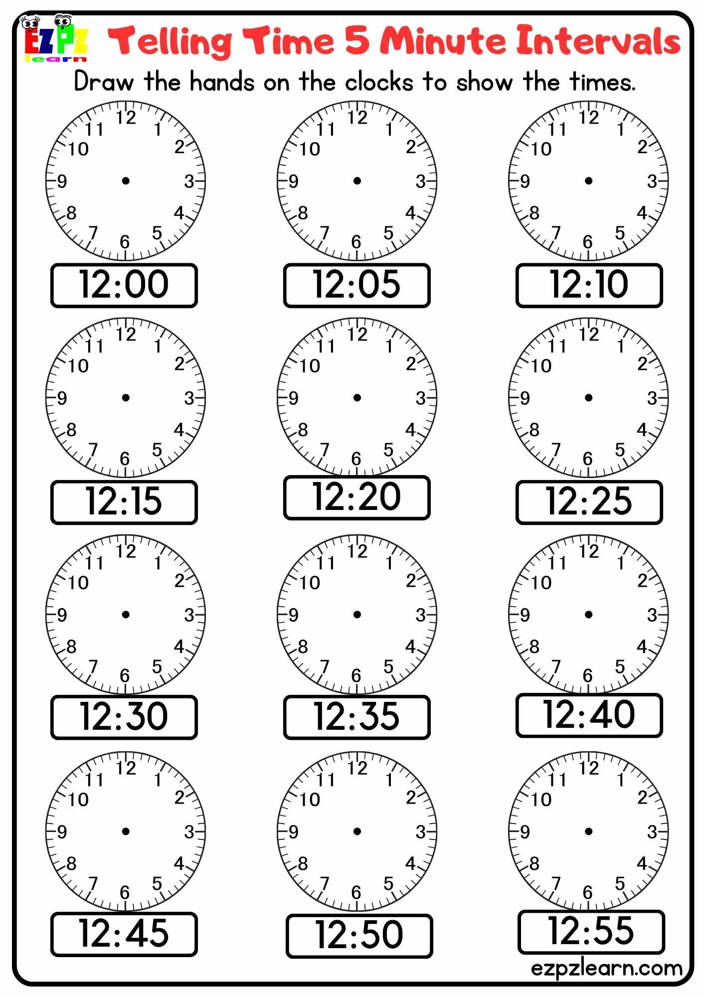 Telling Time - Ezpzlearn.com