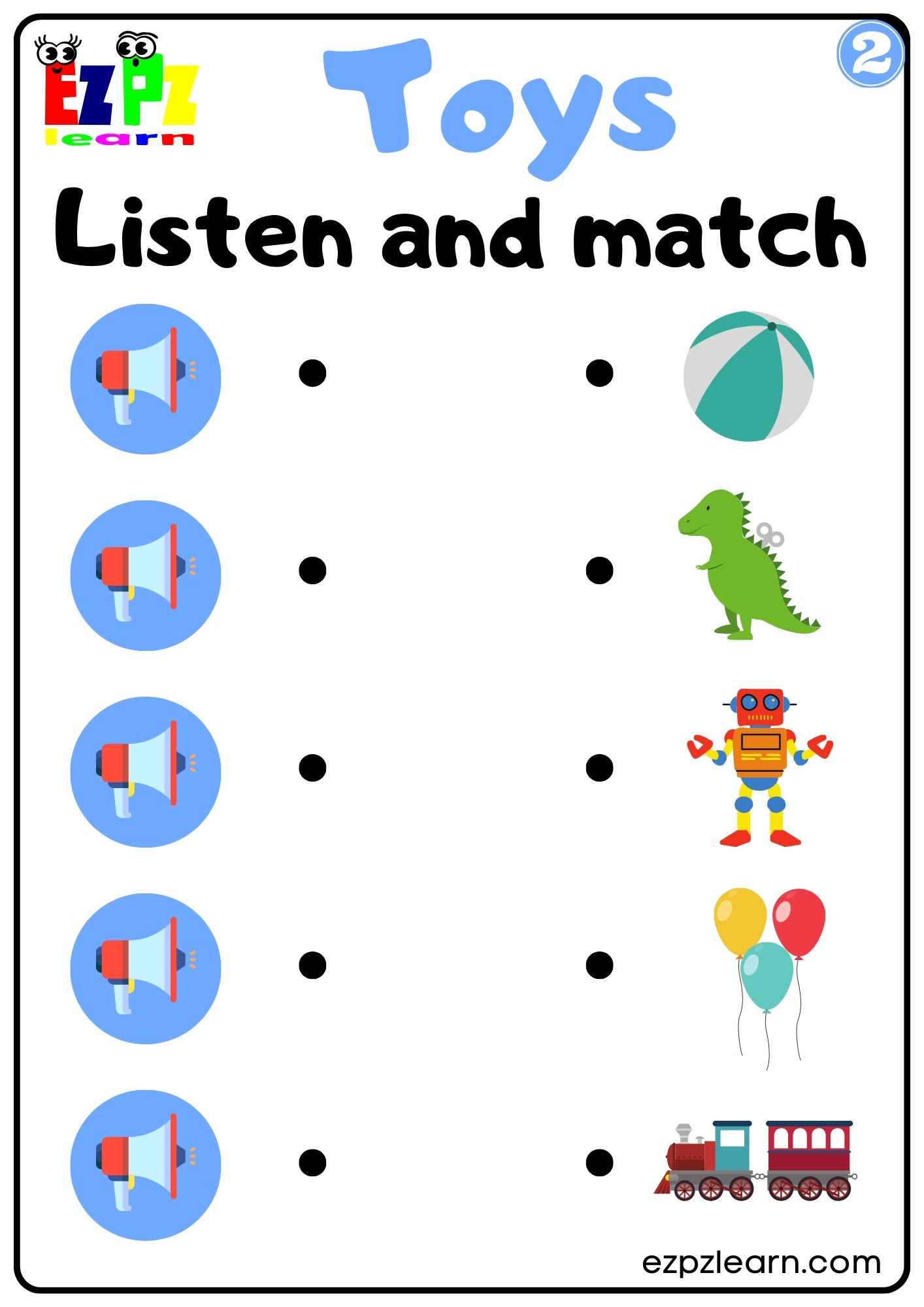 Toys Vocabulary Interactive Worksheet Listen and Match the Correct ...