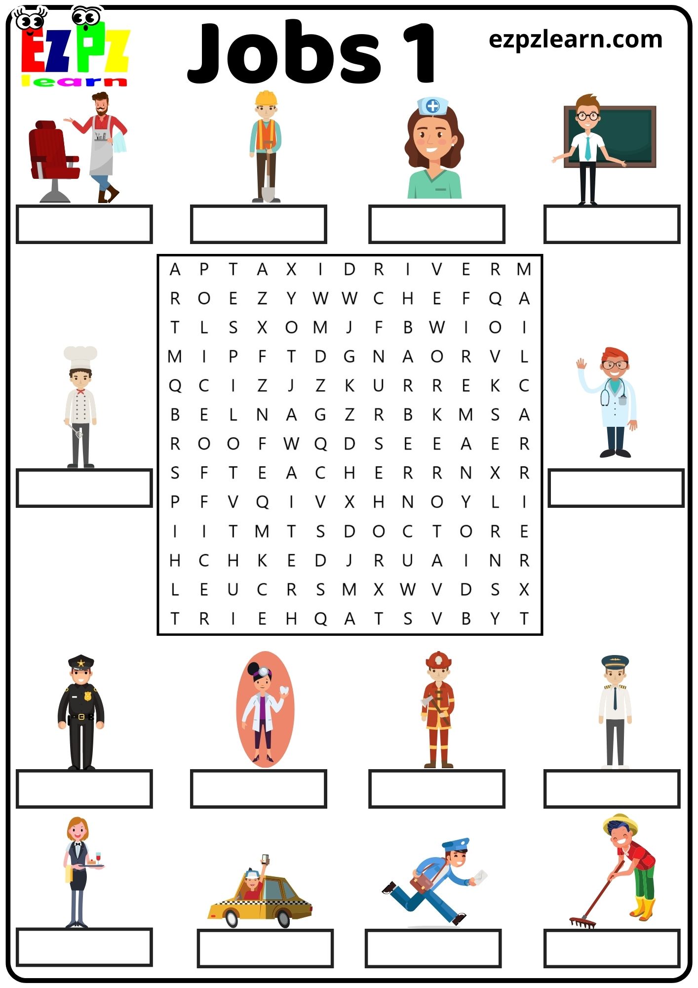 Jobs and Careers Vocabulary Word Search and Write the Words Activity ...