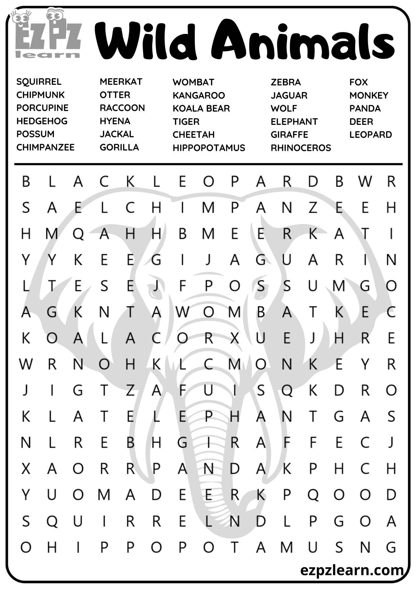 Word Search - Ezpzlearn.com