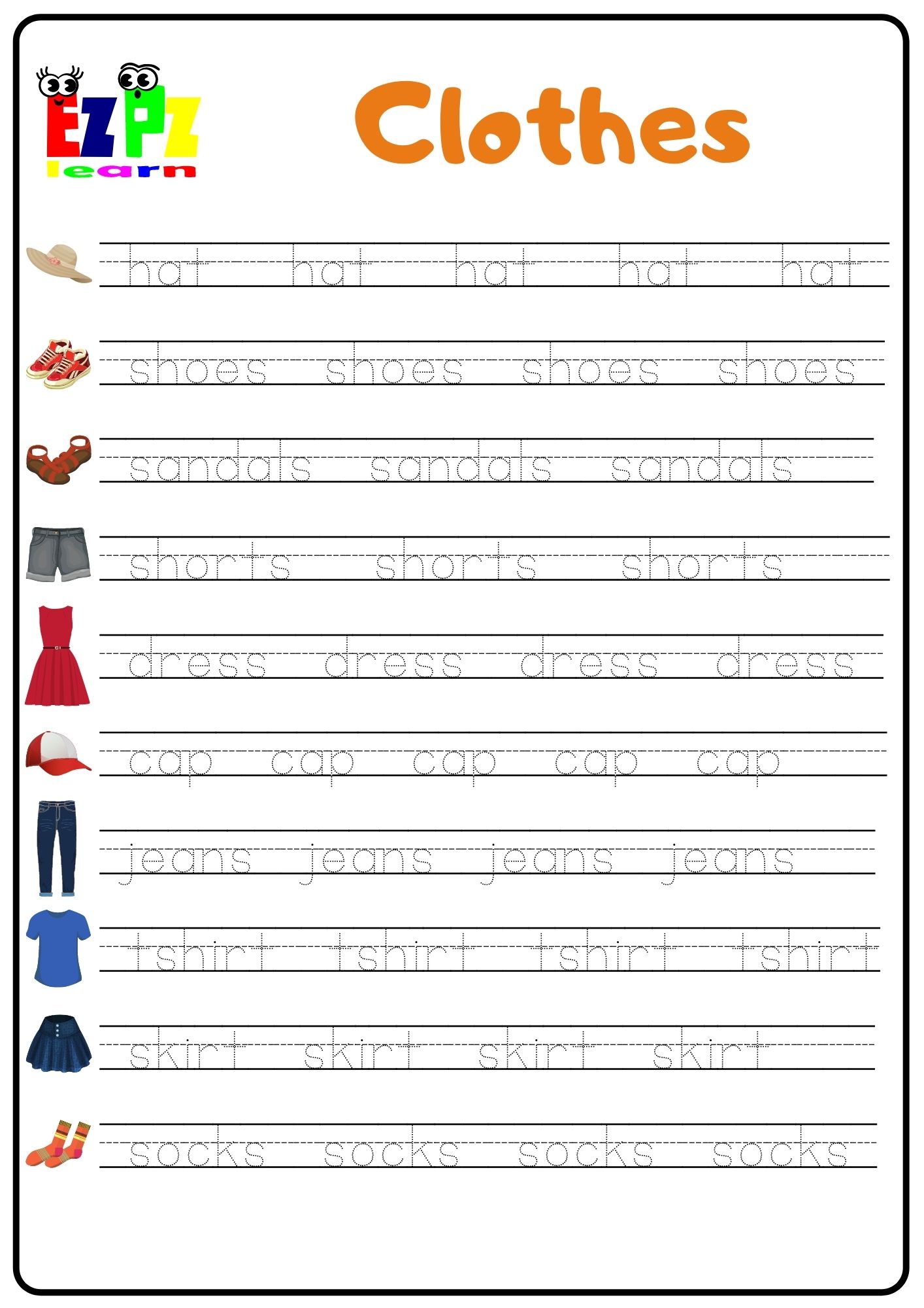 Clothes - Ezpzlearn.com