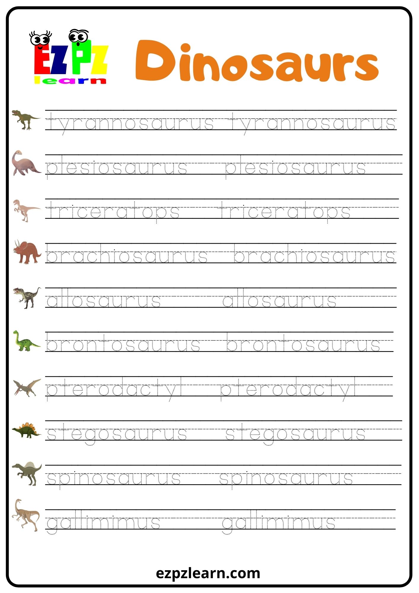 Dinosaurs - Ezpzlearn.com