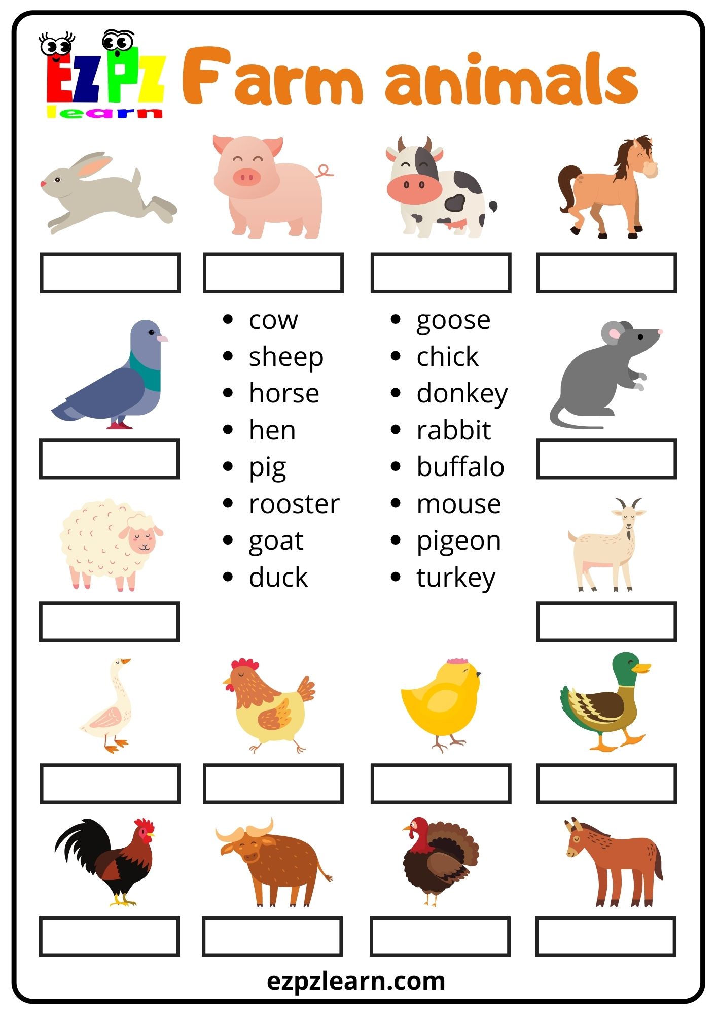 Farm Animals - Ezpzlearn.com