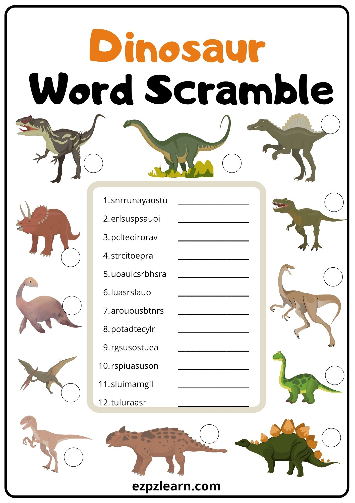 Dinosaurs - Ezpzlearn.com