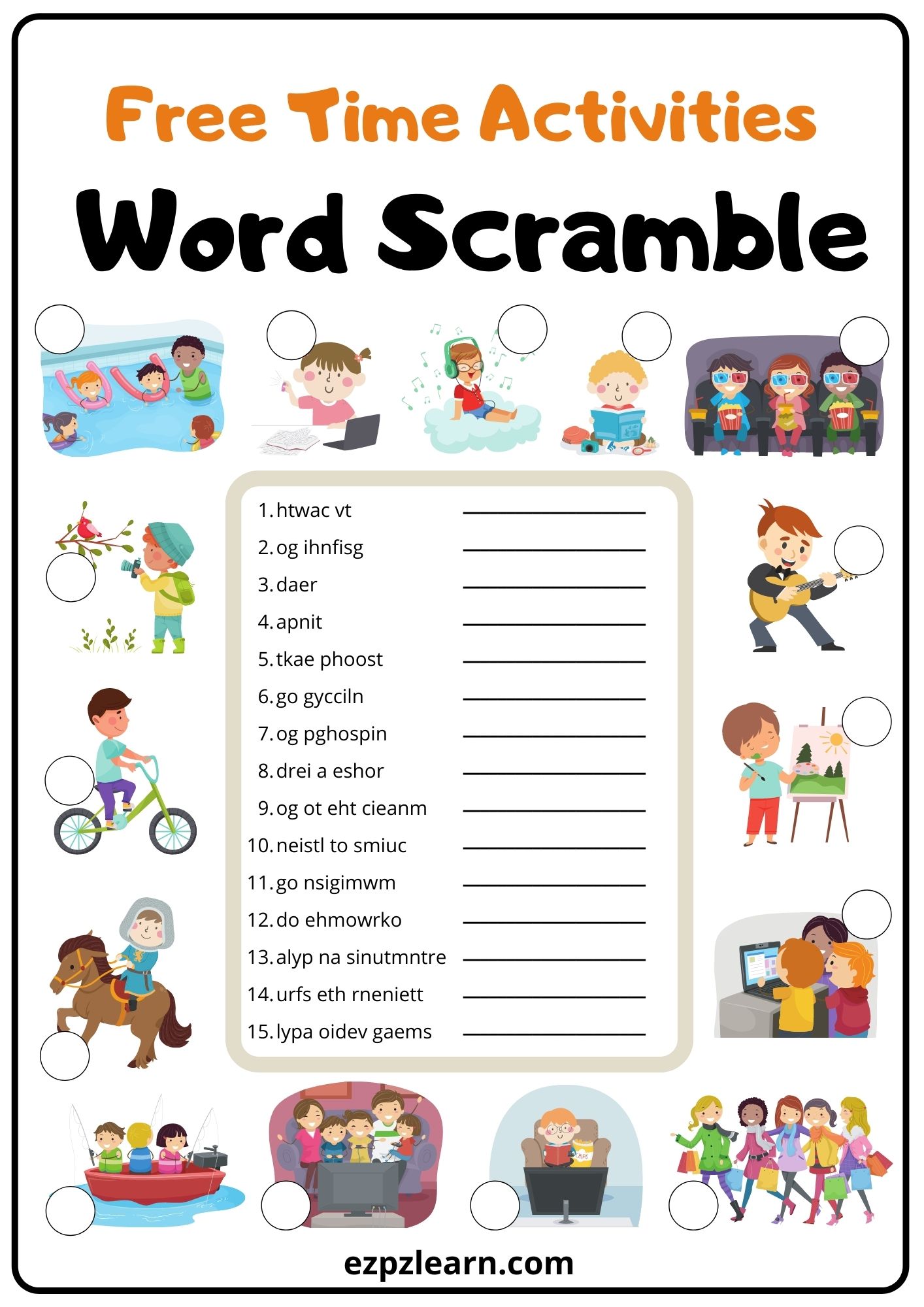 Free time Activities - Ezpzlearn.com