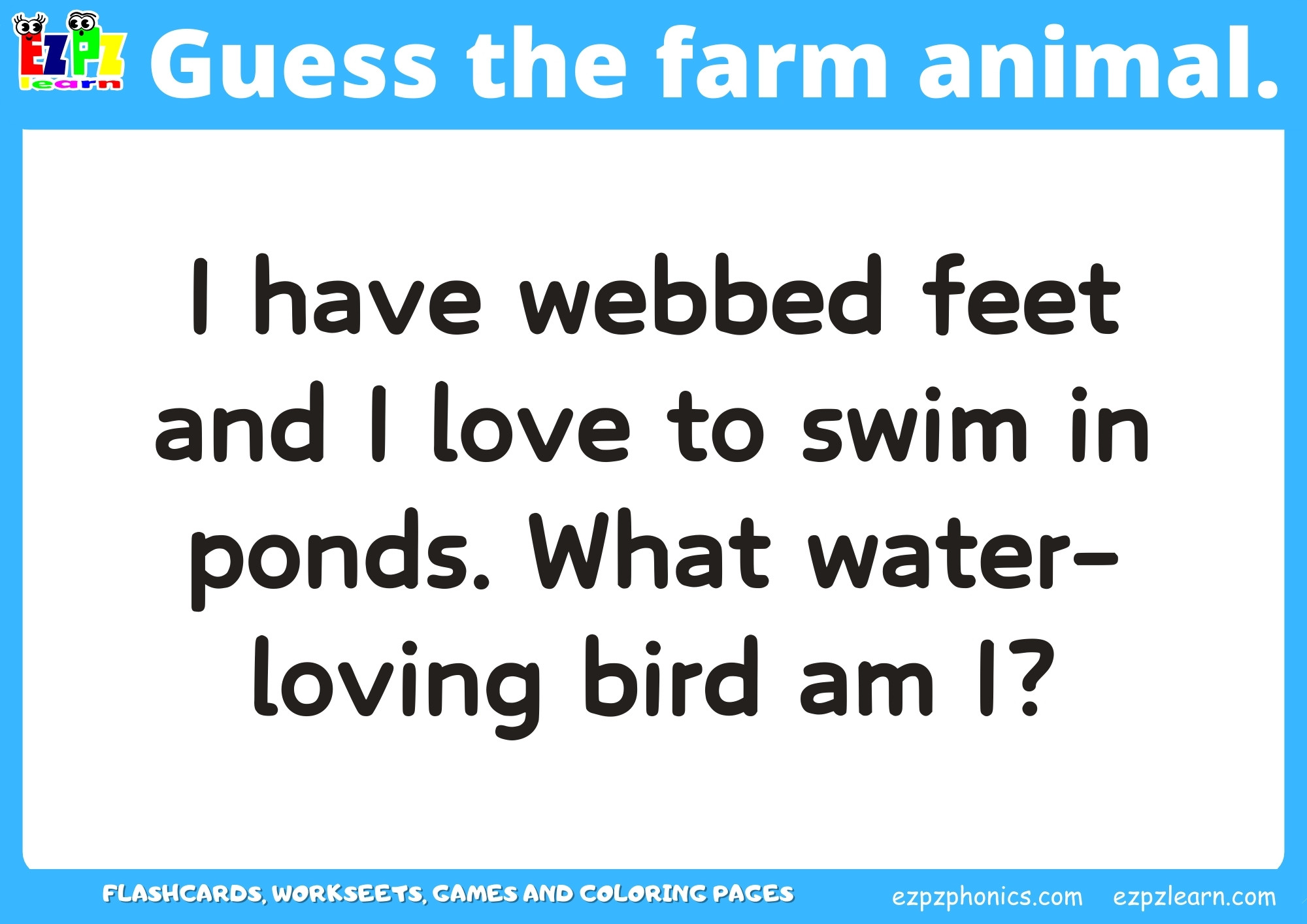 Farm Animals Guessing Game. Read the clues and then guess the animal ...