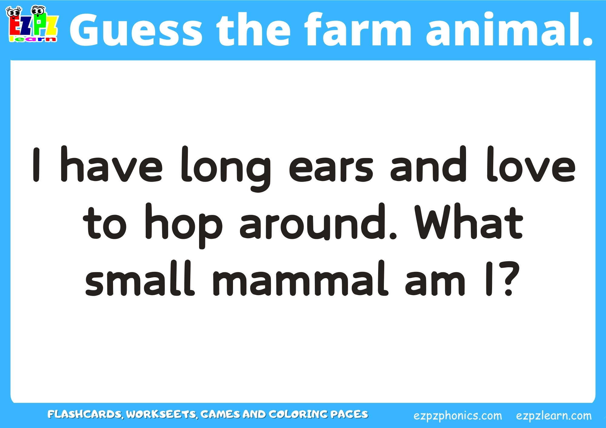 Farm Animals Guessing Game. Read the clues and then guess the animal ...