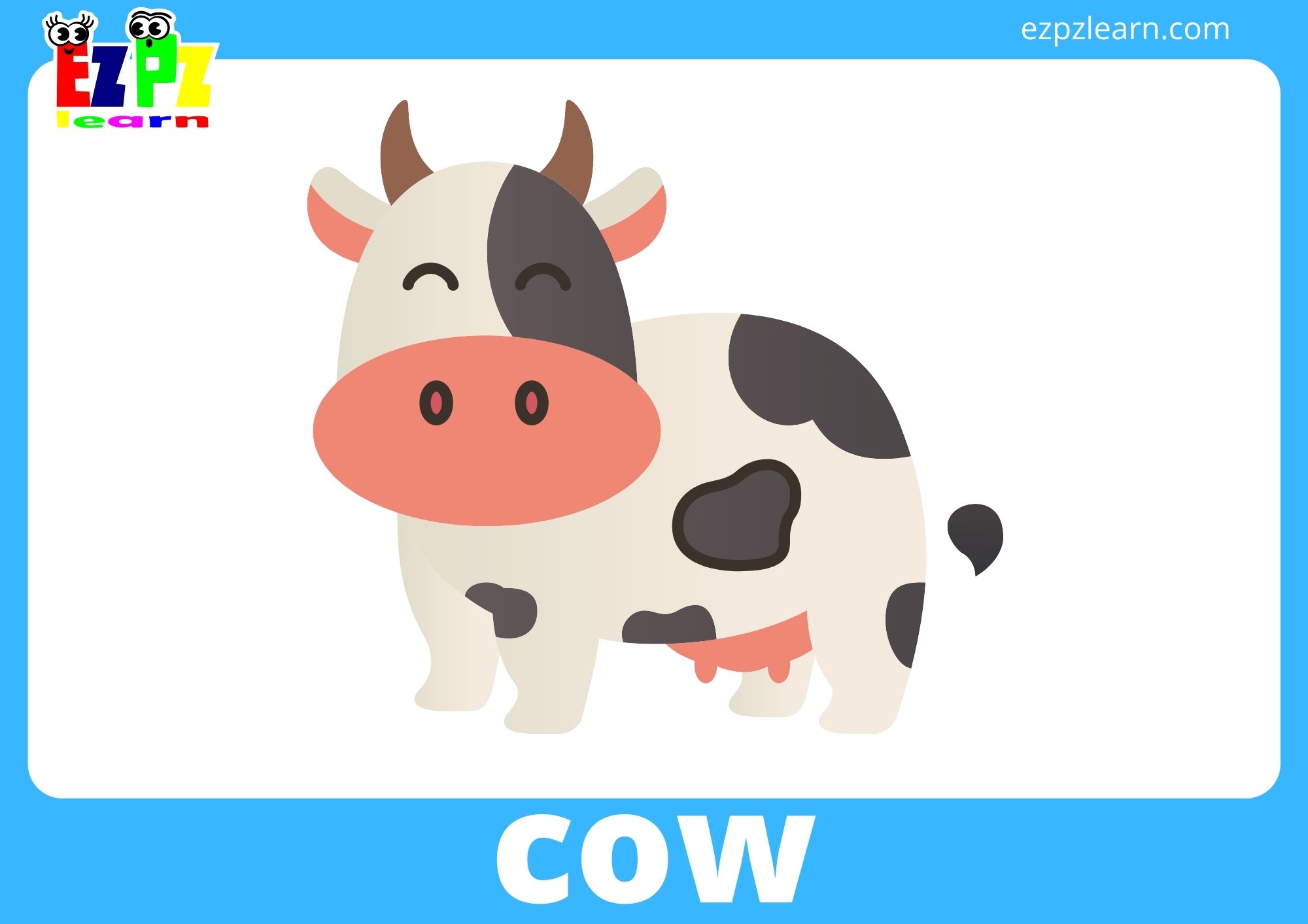 Farm Animals Flashcards with Words Includes: pig, cow, chicken, horse ...