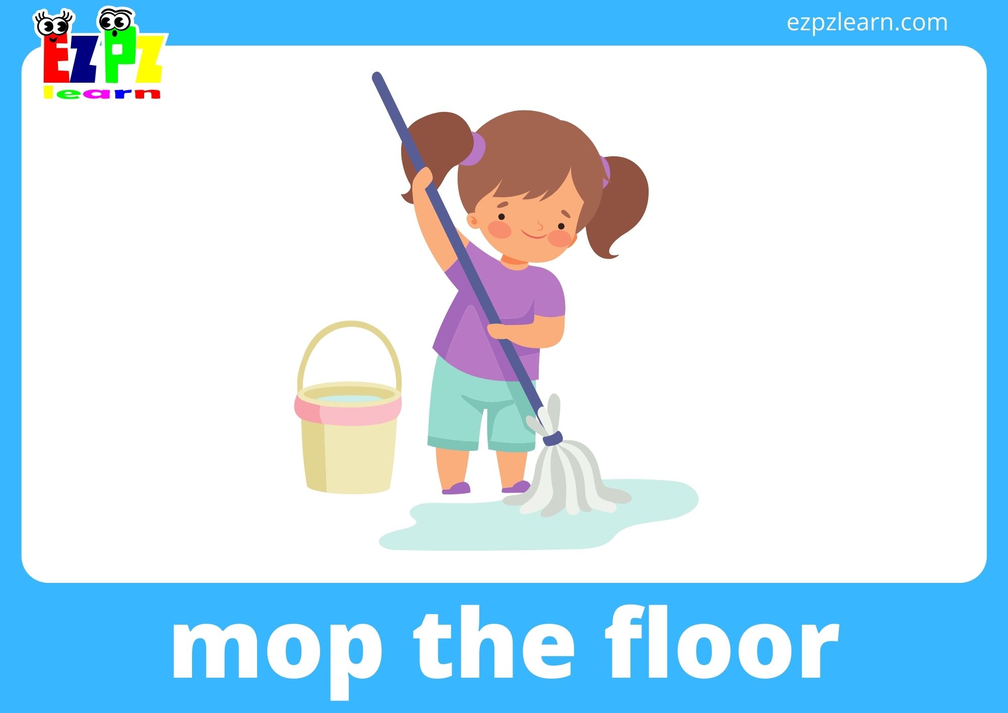 Chores Flashcards With Words View Online or PDF Download - Ezpzlearn.com
