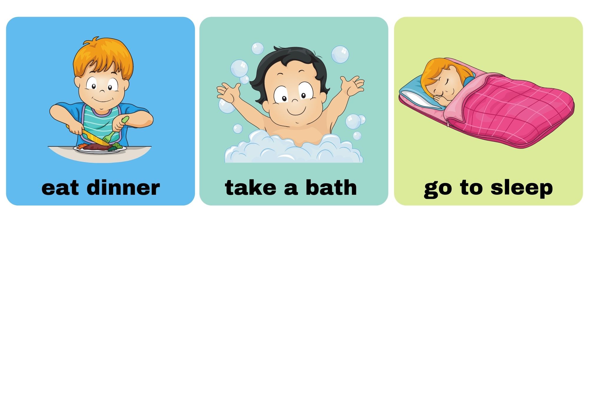 Daily Routine Flashcards With Words use online or PDF download ...