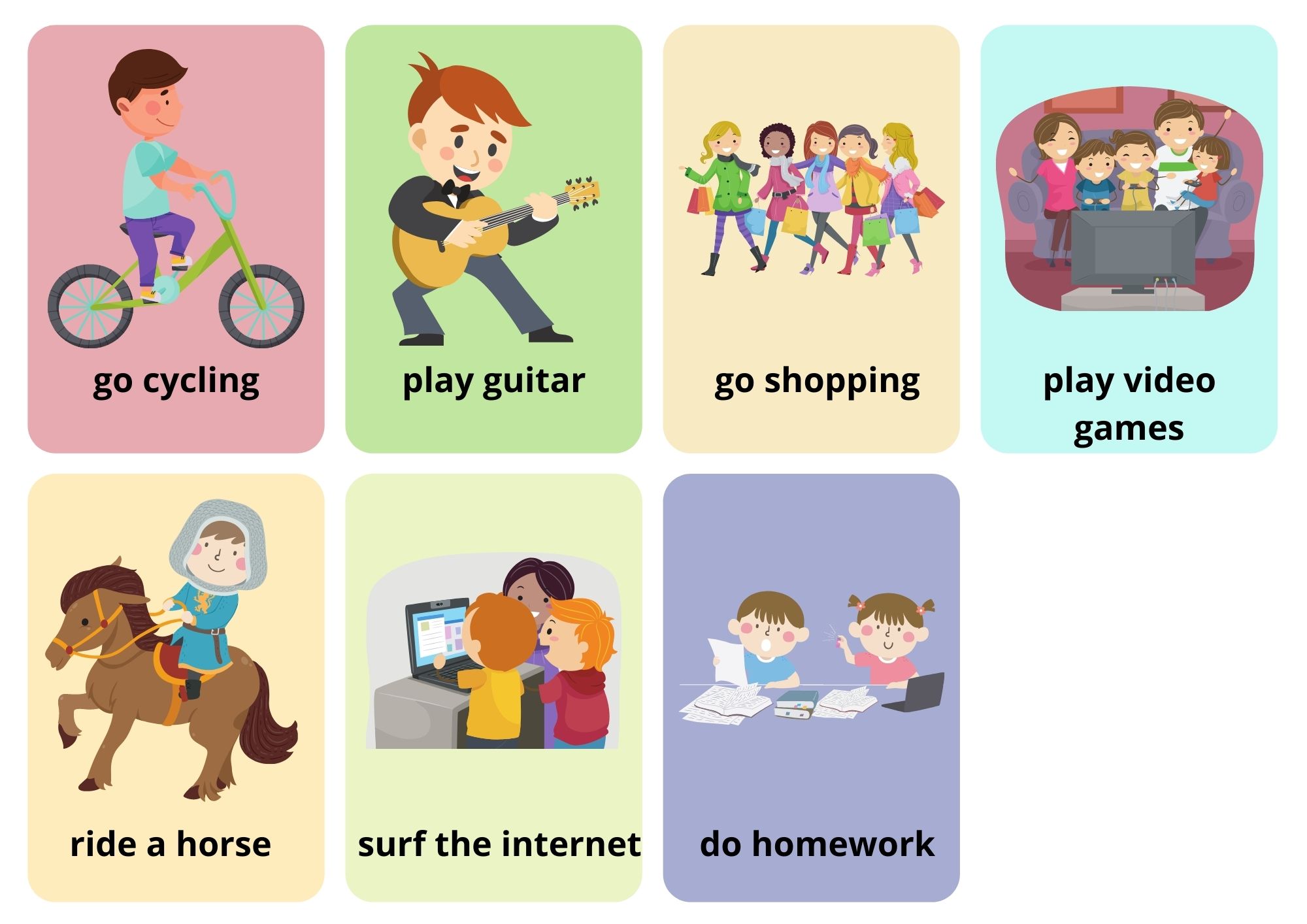 Free Time Activities Flashcards View Online or Download PDF Printable ...