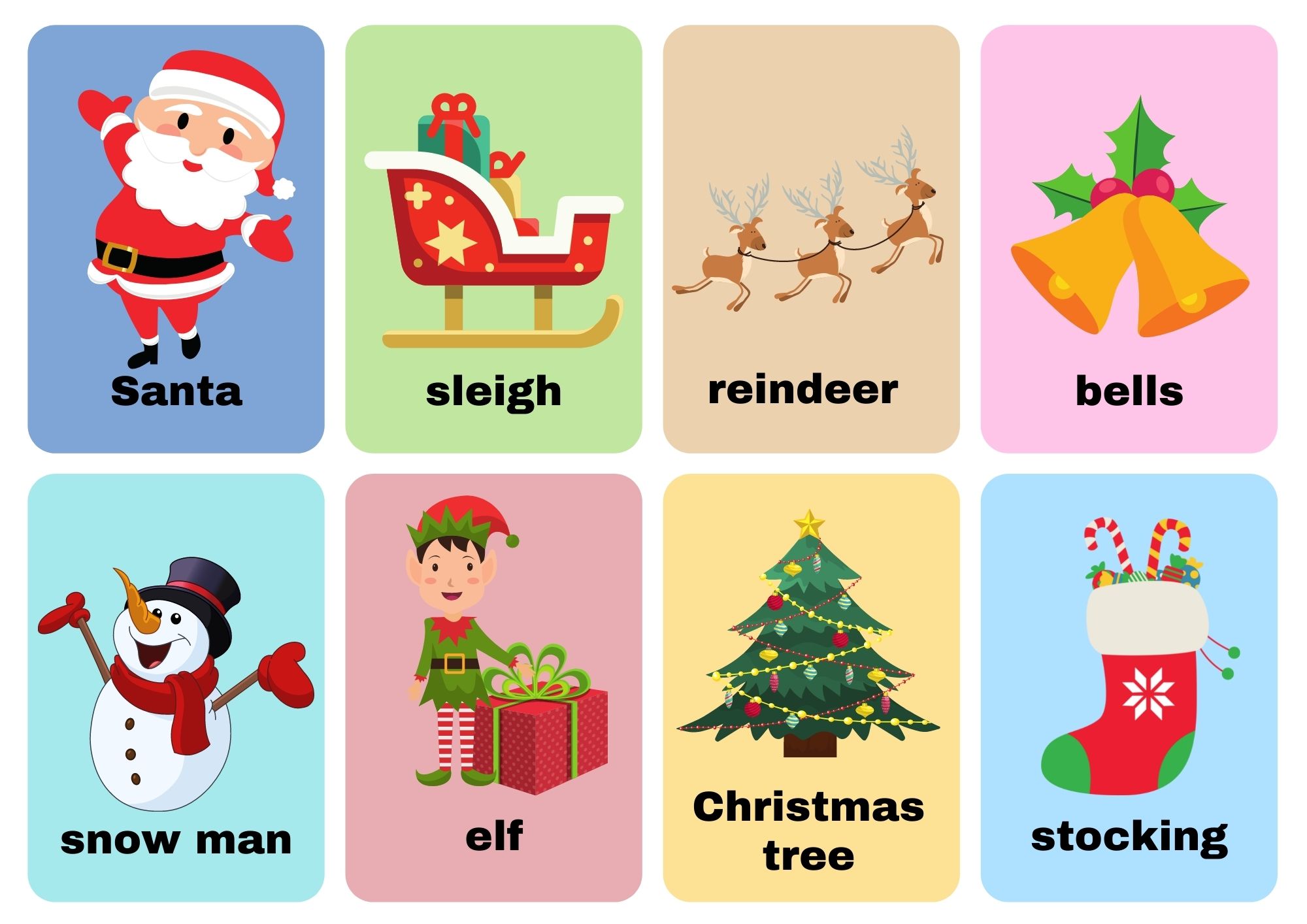 Christmas Flashcards With Words View Online or Free PDF Download ...