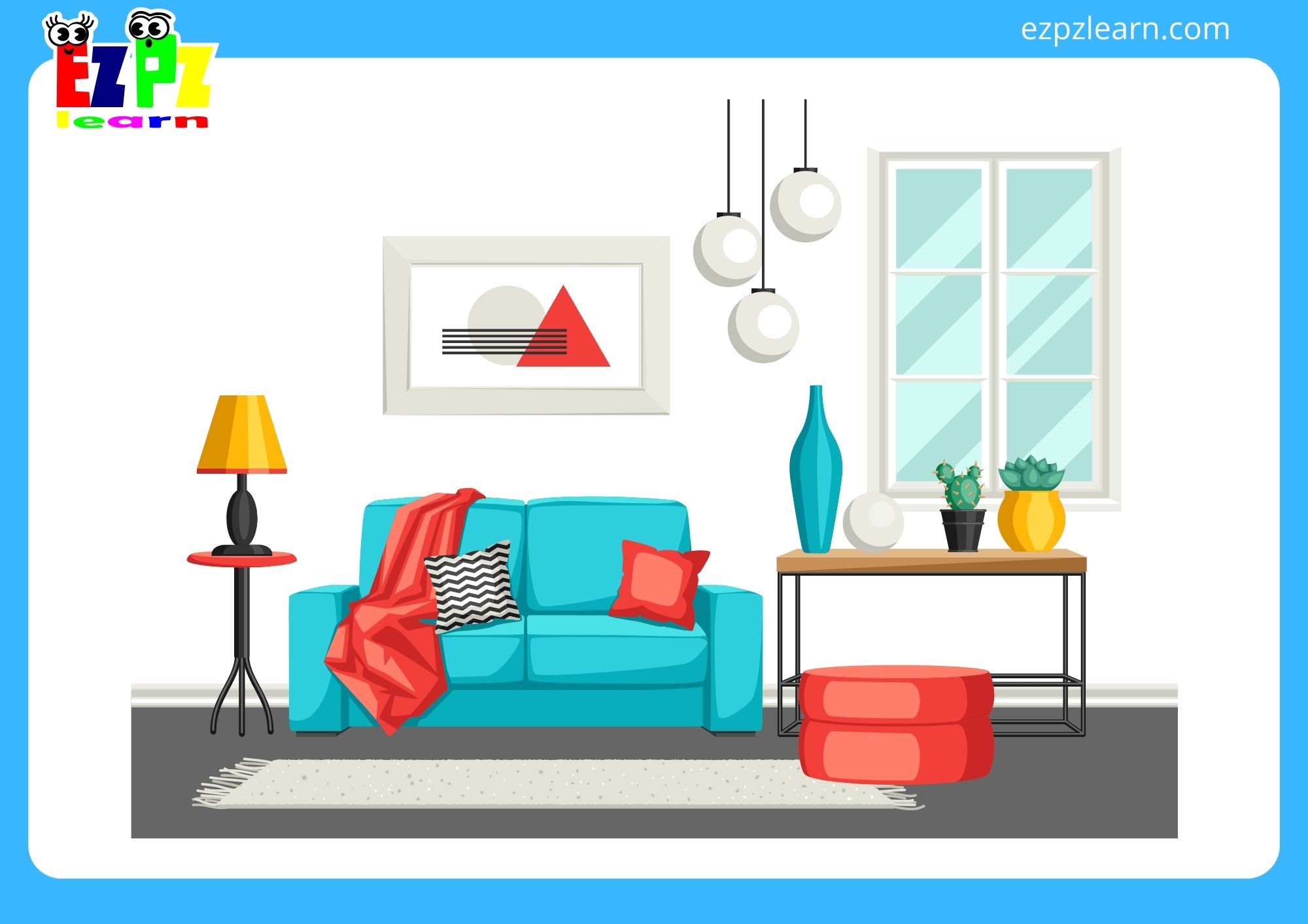 House Rooms Flashcards View Online or Download PDF - Ezpzlearn.com