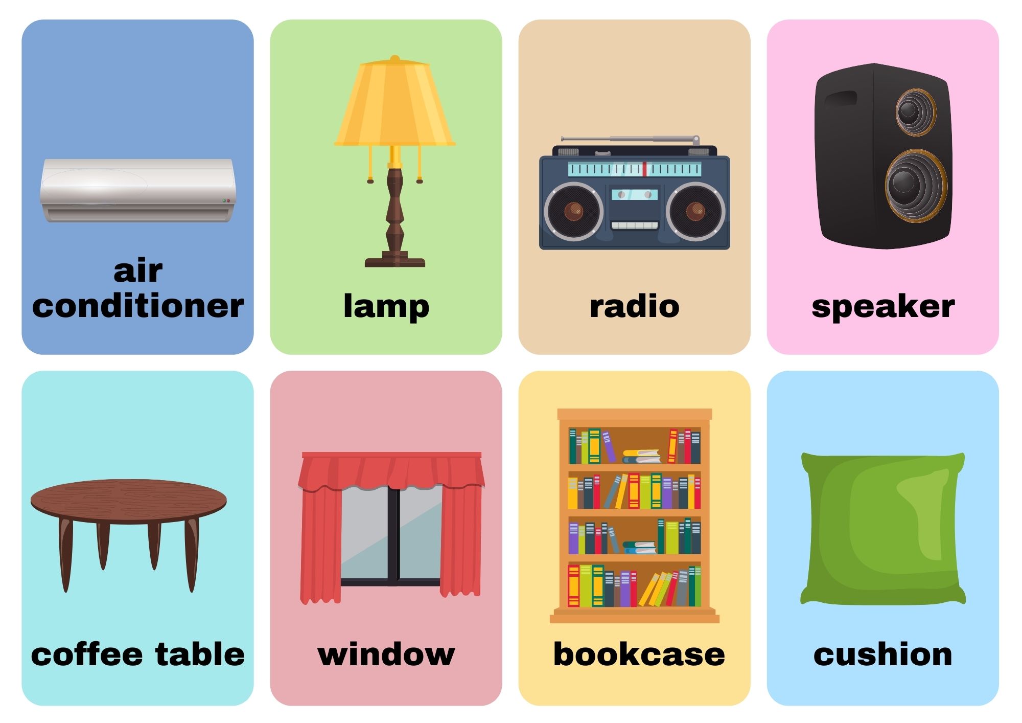 Living Room Flashcards View Online or Free Download PDF - Ezpzlearn.com