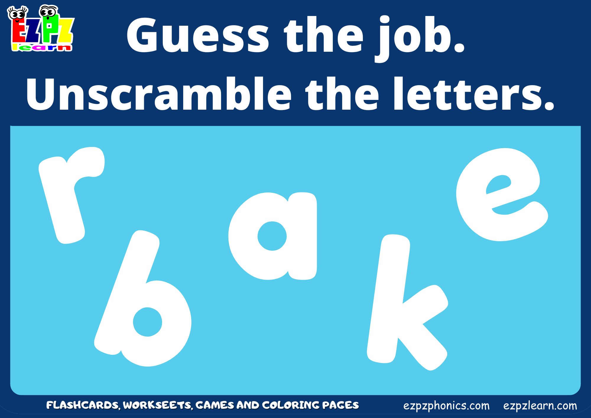 Jobs and Careers Word Scramble Guessing Game. For ESL and children ...