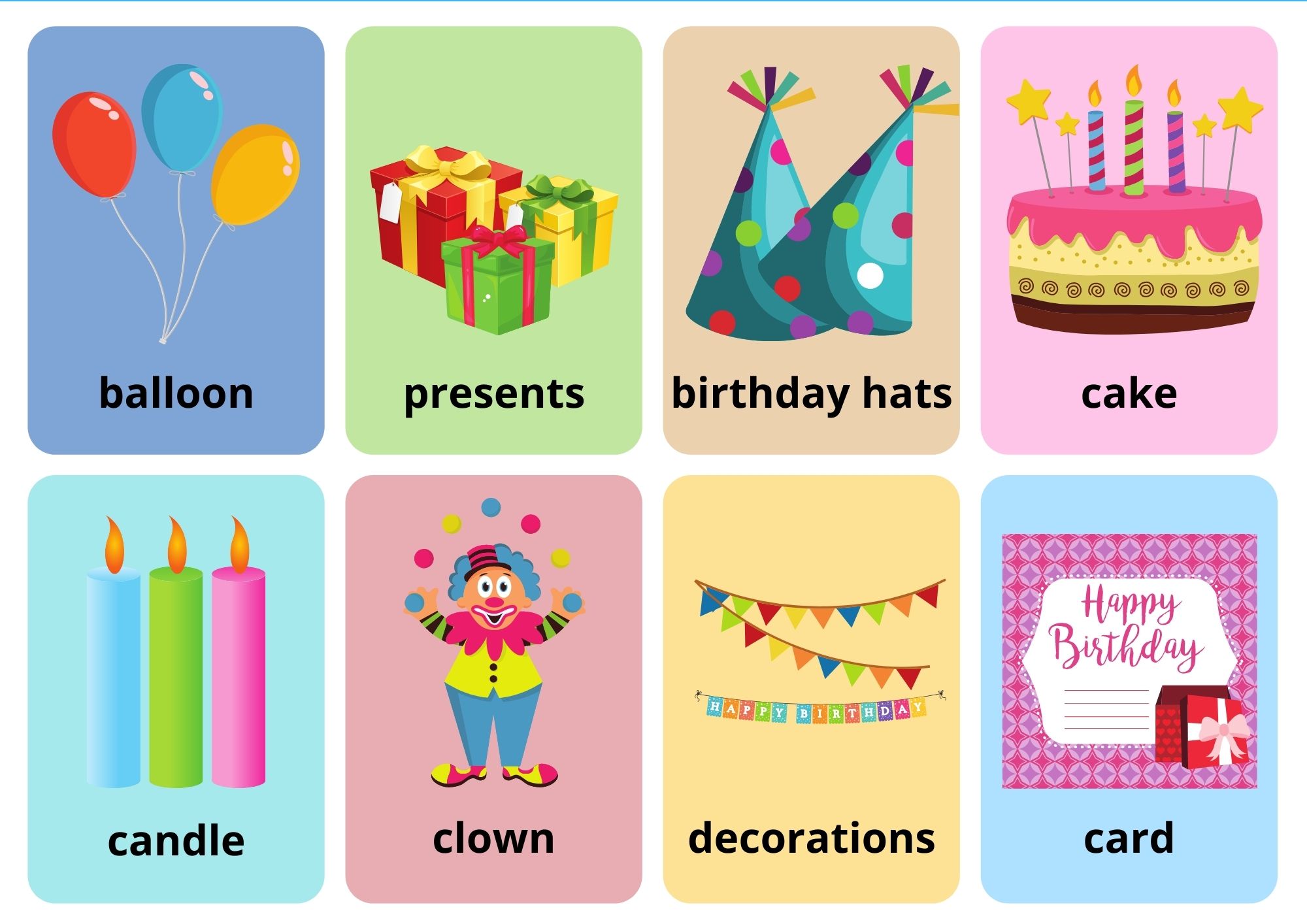 Party Birthday No Words Flashcards View Online or Free PDF Download ...