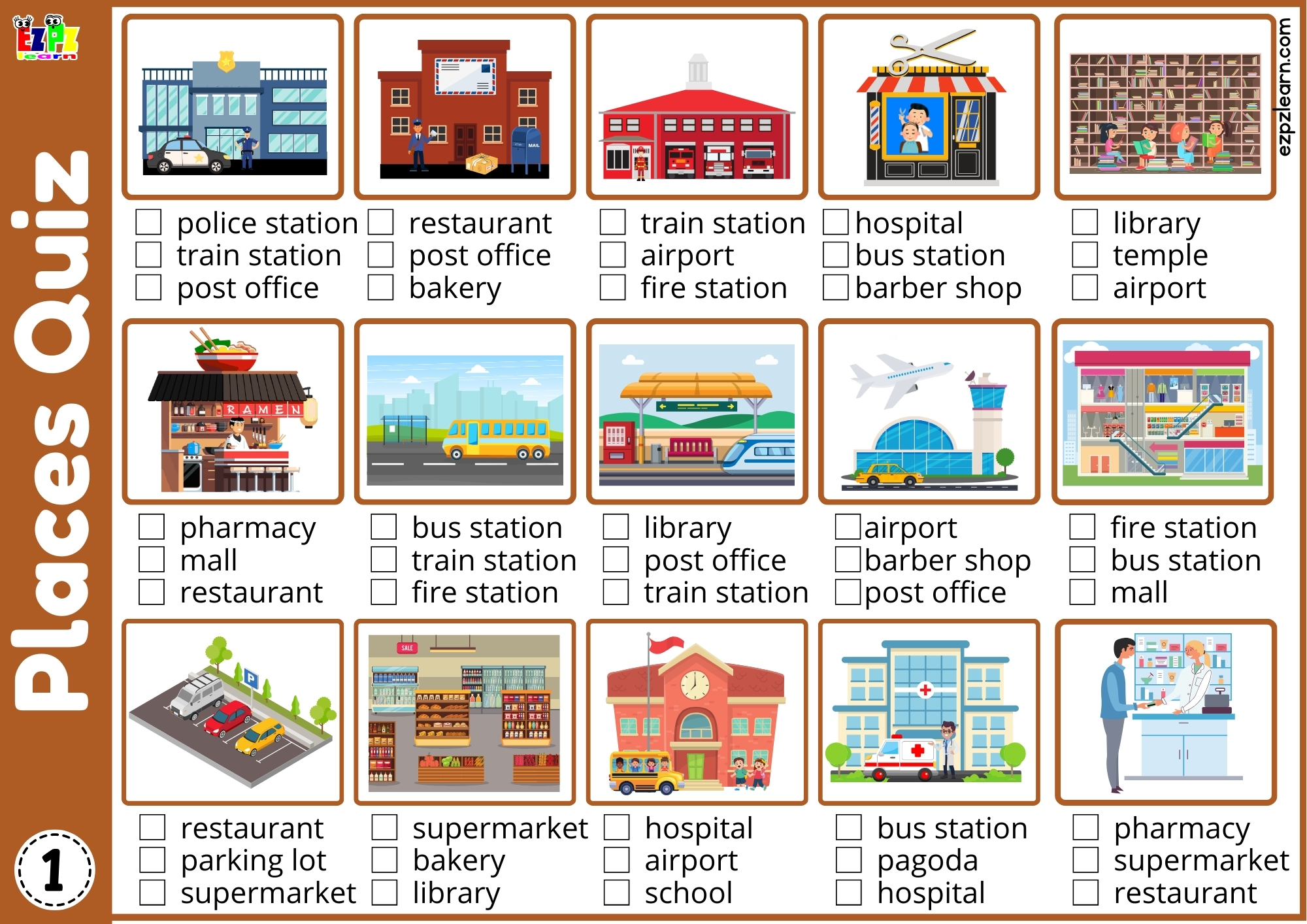 Places in the City Flashcards With Words View Online or Free PDF ...