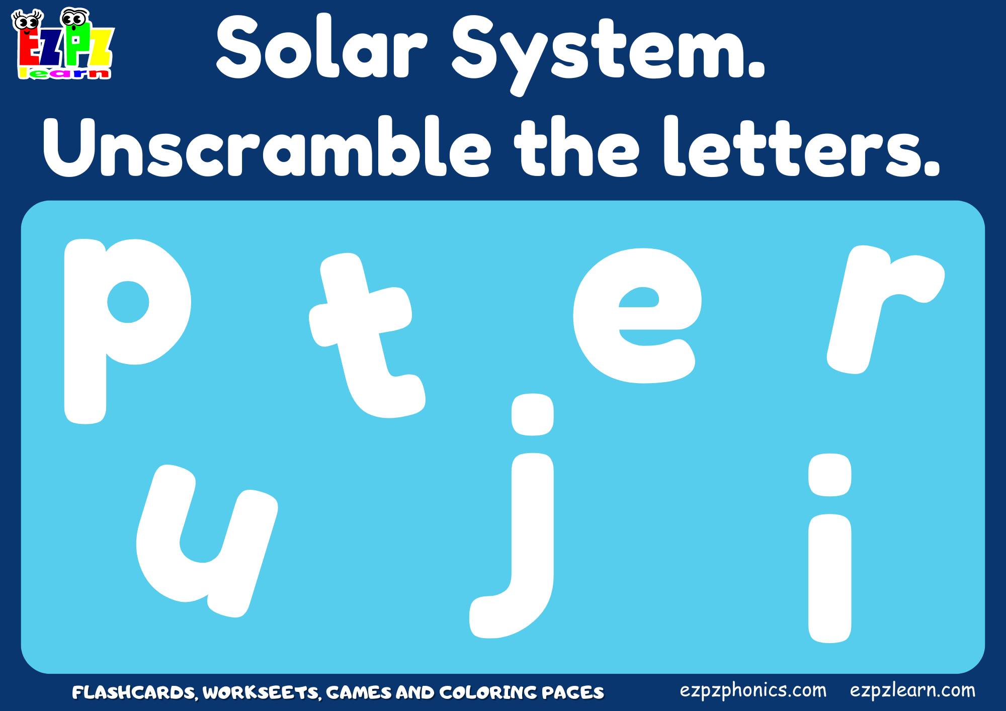 Solar System and Planets Vocabulary Word Scramble Guessing Game. Great ...