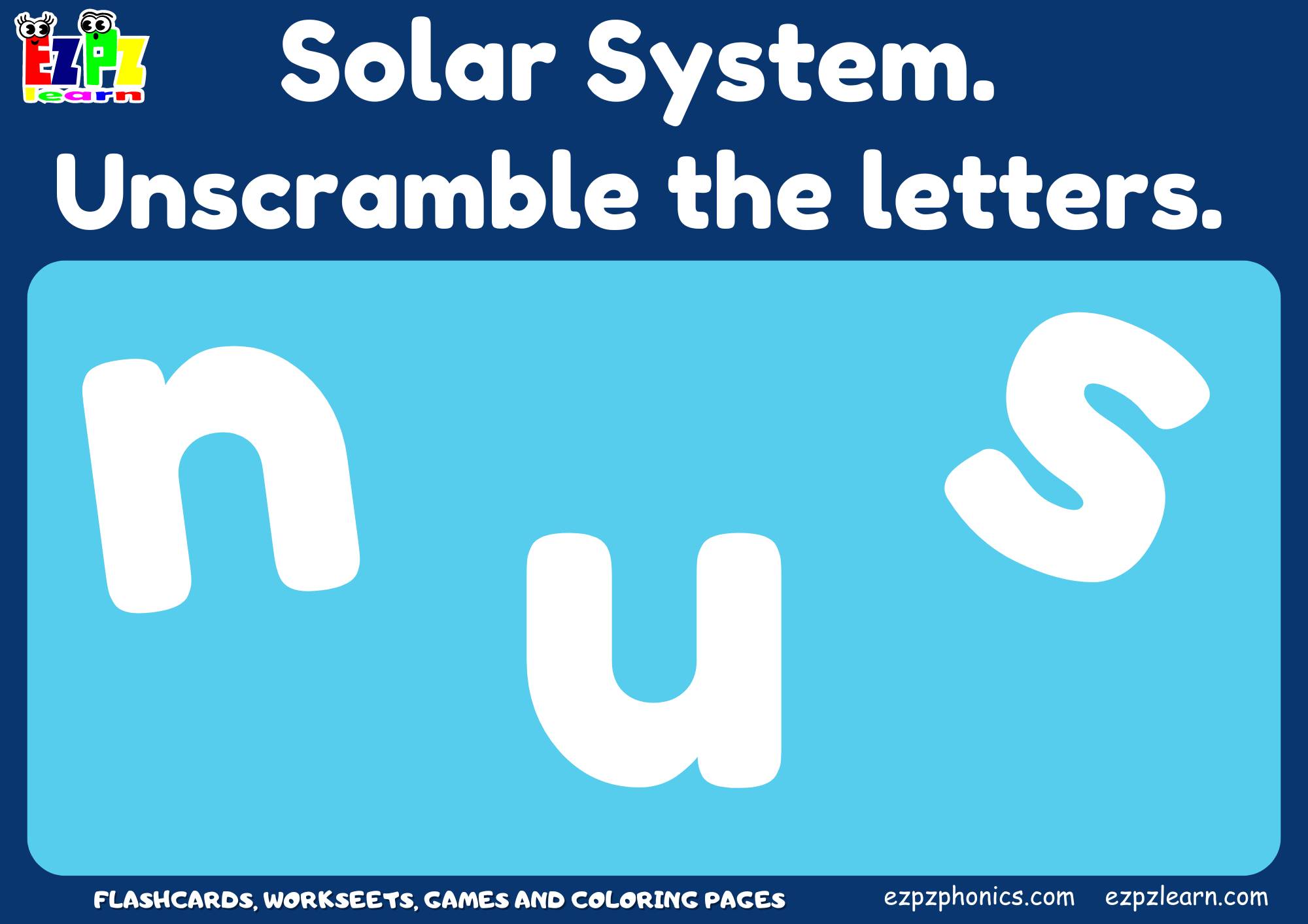 Solar System and Planets Vocabulary Word Scramble Guessing Game. Great ...