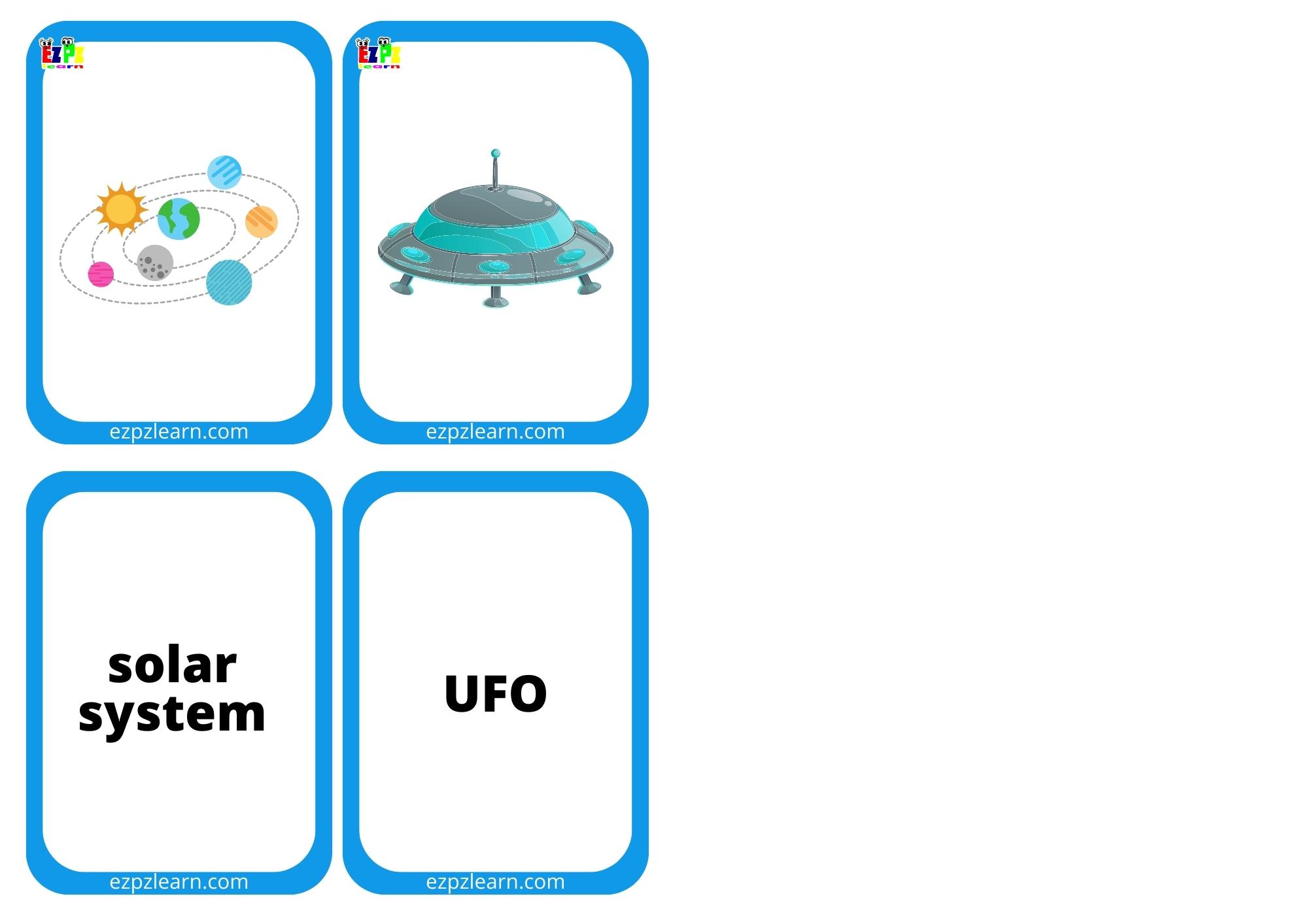 Space Mini Cards For Kids - Ezpzlearn.com