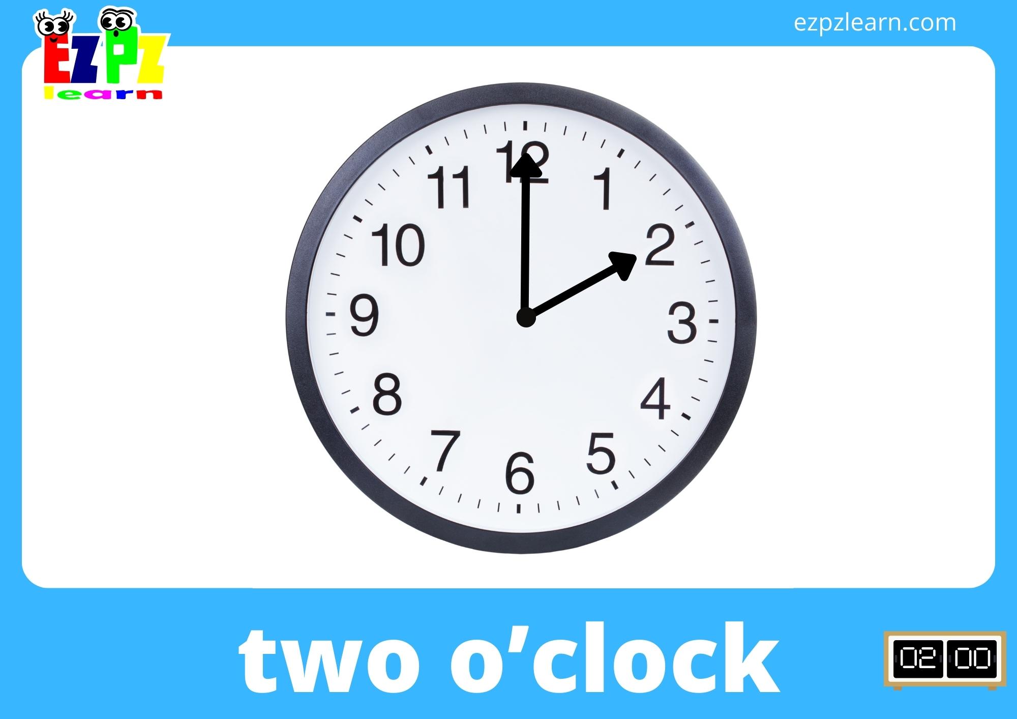 Telling Time to the Hour Flashcards For Kindergarten and English ...