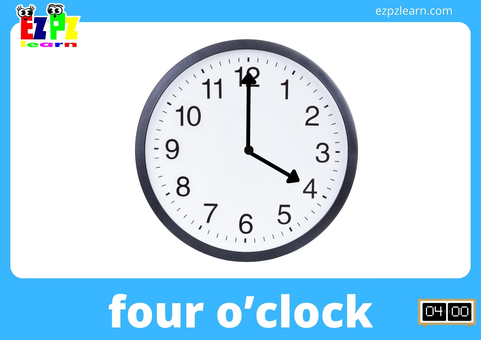 Telling Time to the Hour Flashcards For Kindergarten and English ...