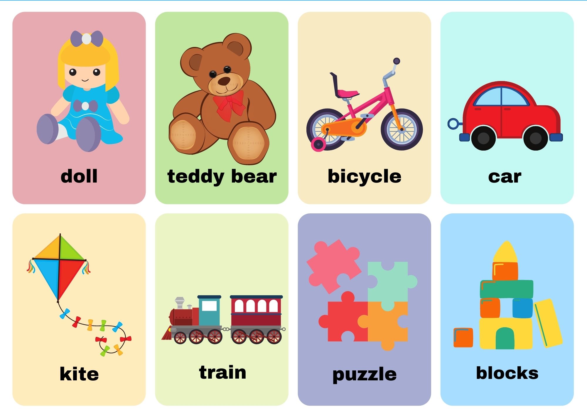 Toys Flashcards With Words View Online or Free PDF Download - Ezpzlearn.com