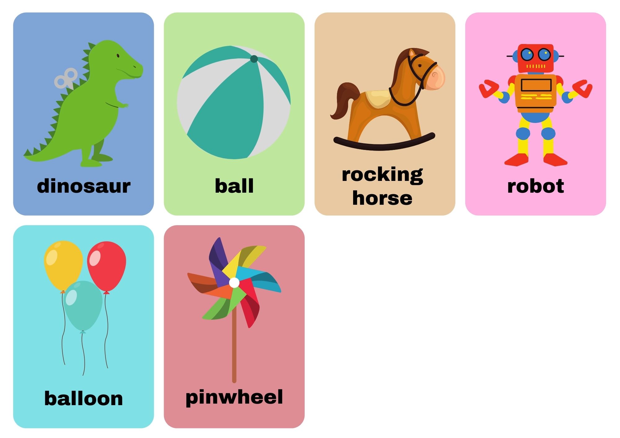 Toys Flashcards With Words View Online or Free PDF Download - Ezpzlearn.com