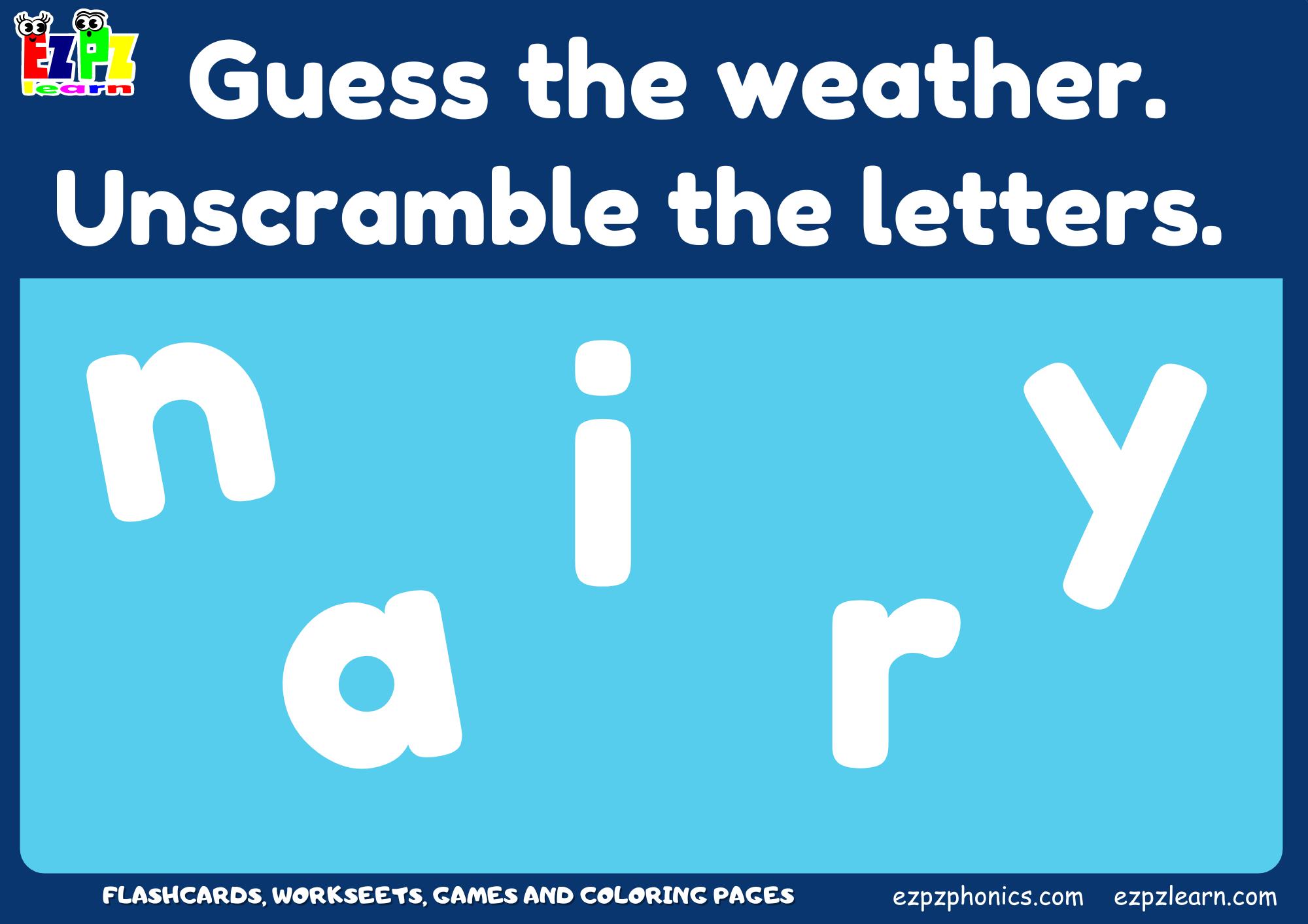 Weather Vocabulary Word Scramble Guessing Game. Great for kids and ...
