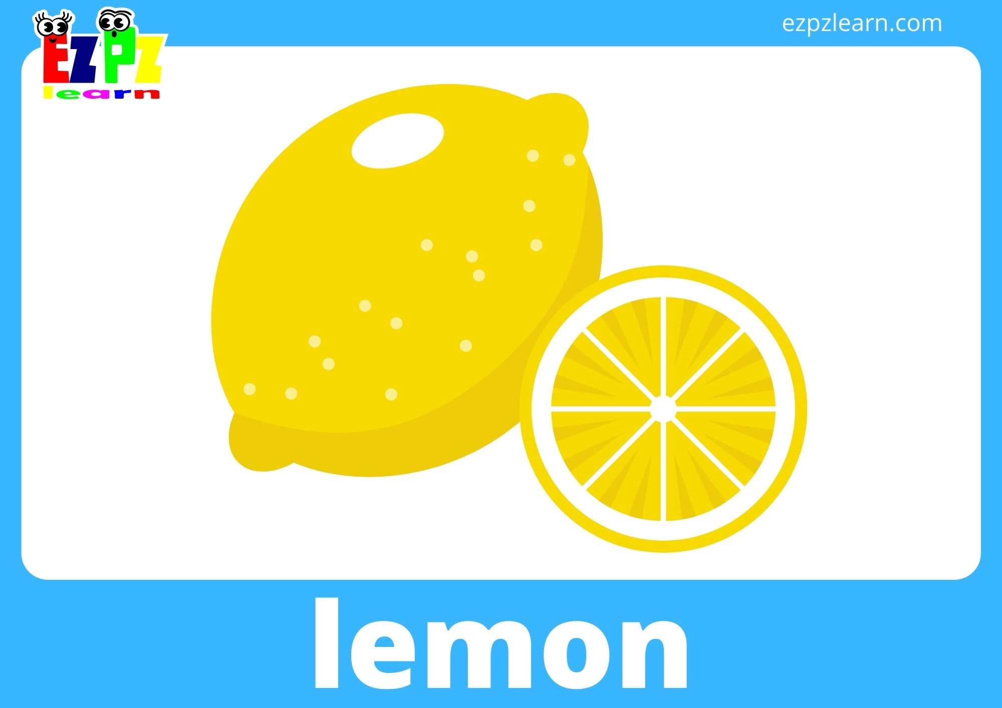 Fruit Flashcards with words use online or PDF download - Ezpzlearn.com